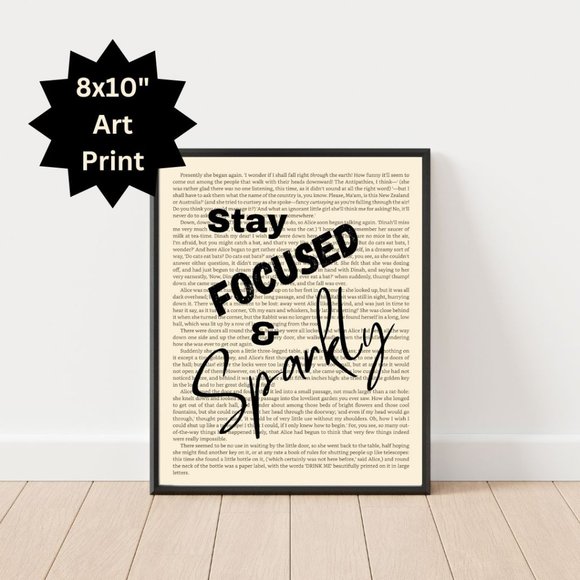 Art | Motivational Book Page Art Print Stay Focused And Sparkly | Poshmark